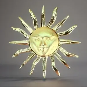 Jewelry | Vintage Goldtone Celestial Sun Face Brooch | Poshmark
